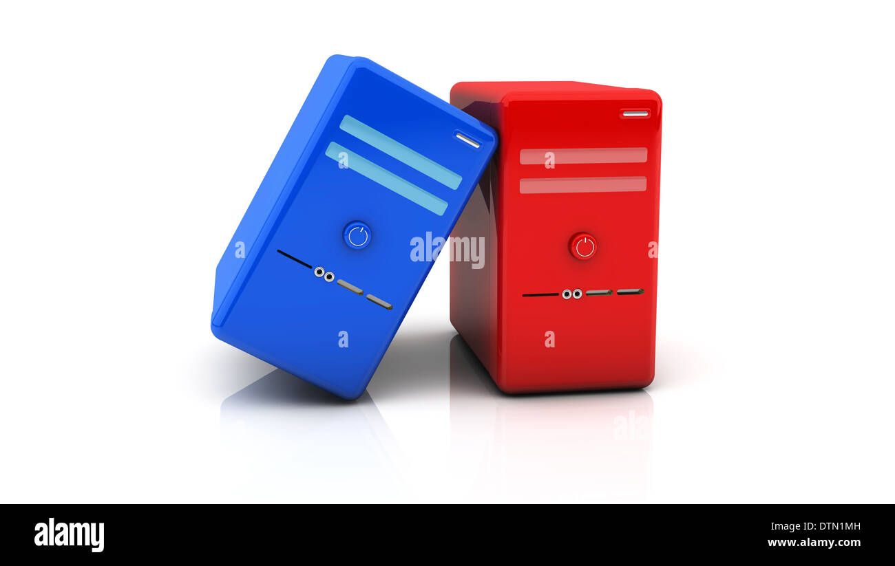 3d desktop pcs on white background Stock Photo - Alamy
