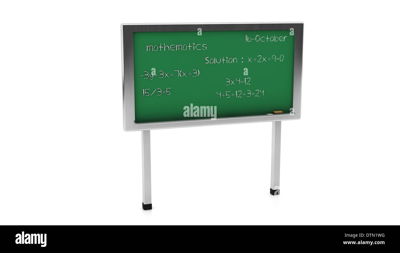 3d mathematics slate on white background Stock Photo - Alamy