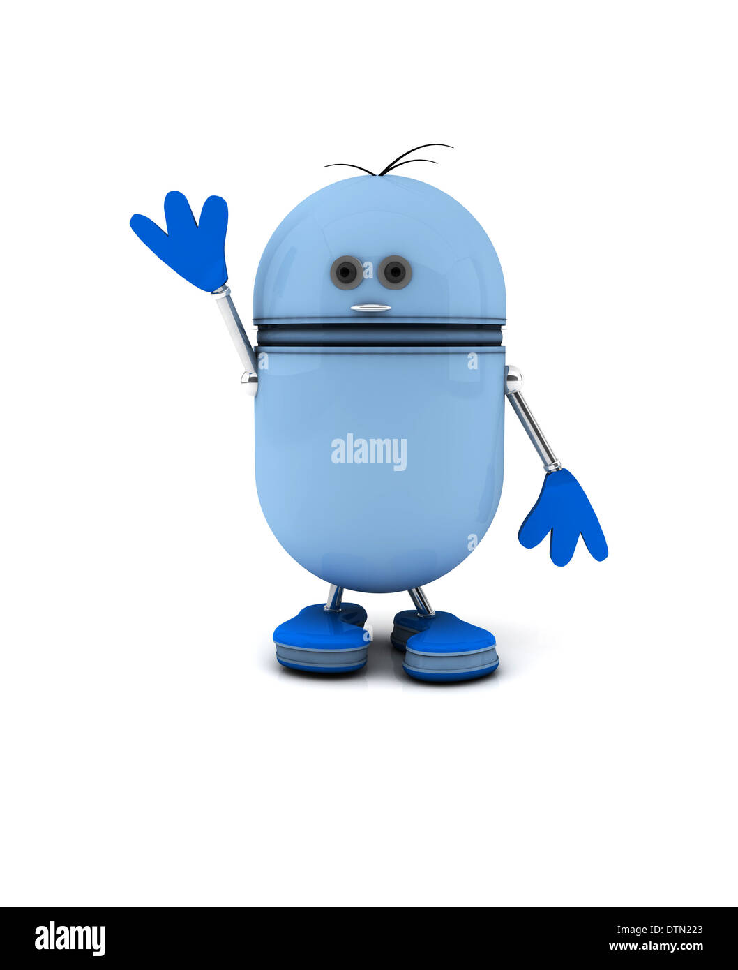 3d Blue Robot saying goodbye on white background Stock Photo - Alamy