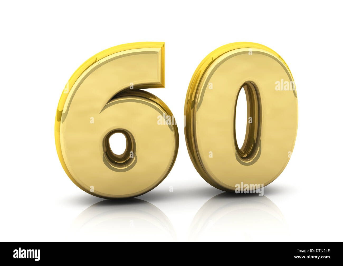 3d number sixty in gold on white background Stock Photo - Alamy
