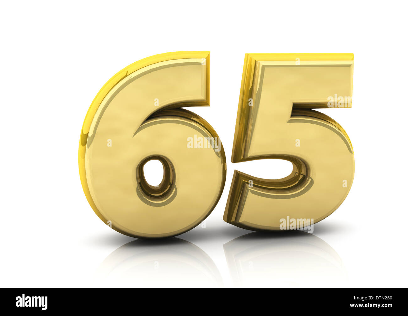 3d number sixty five in gold on white background Stock Photo - Alamy