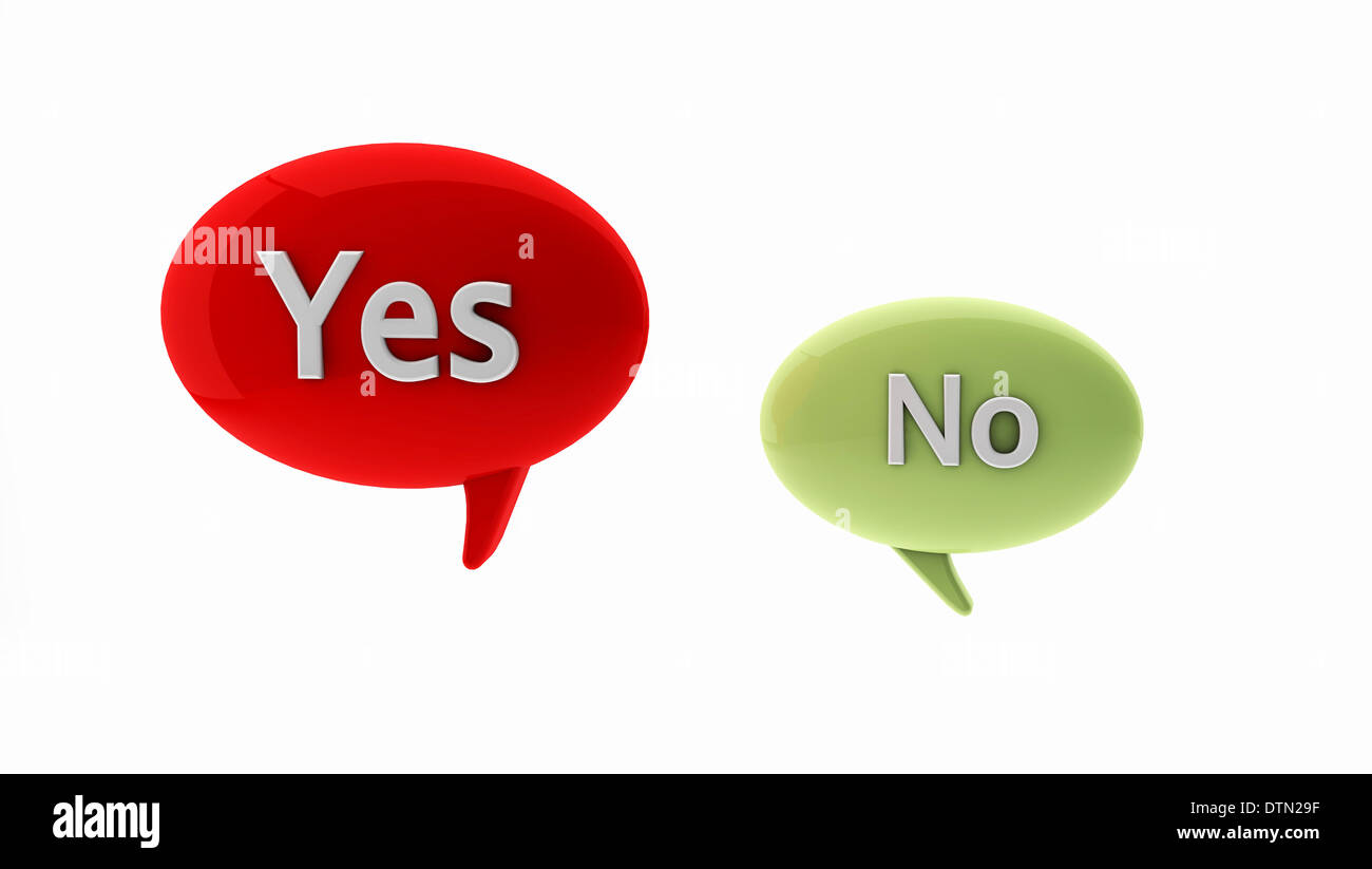 3d Bubbles with red yes and green no Stock Photo - Alamy