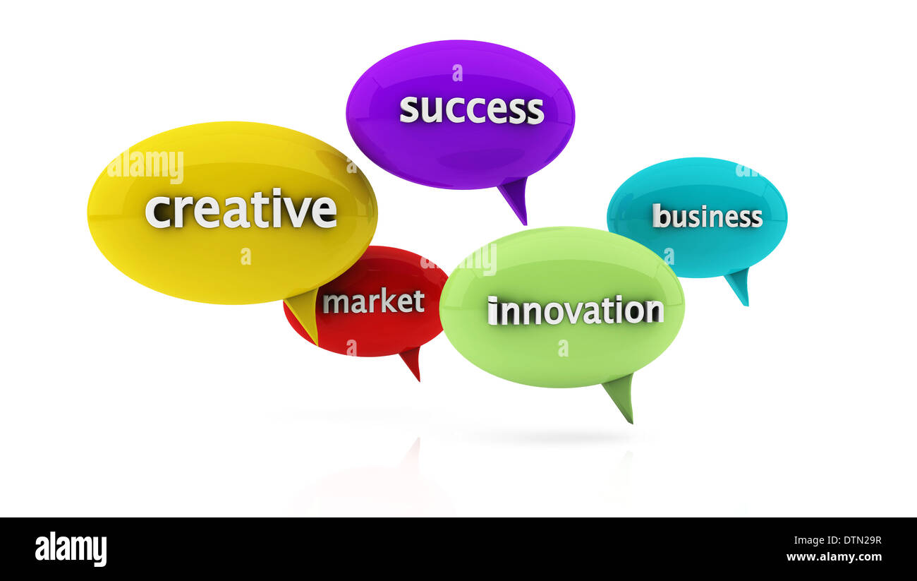 3d colours business bubbles on white background Stock Photo - Alamy