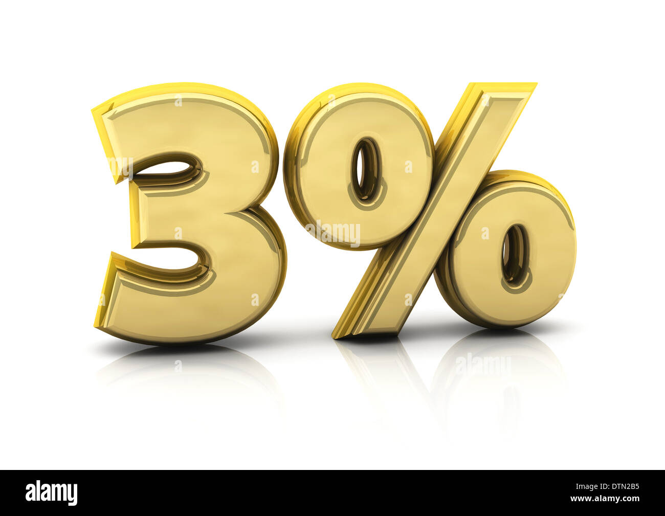 3d three percent gold on white background Stock Photo - Alamy