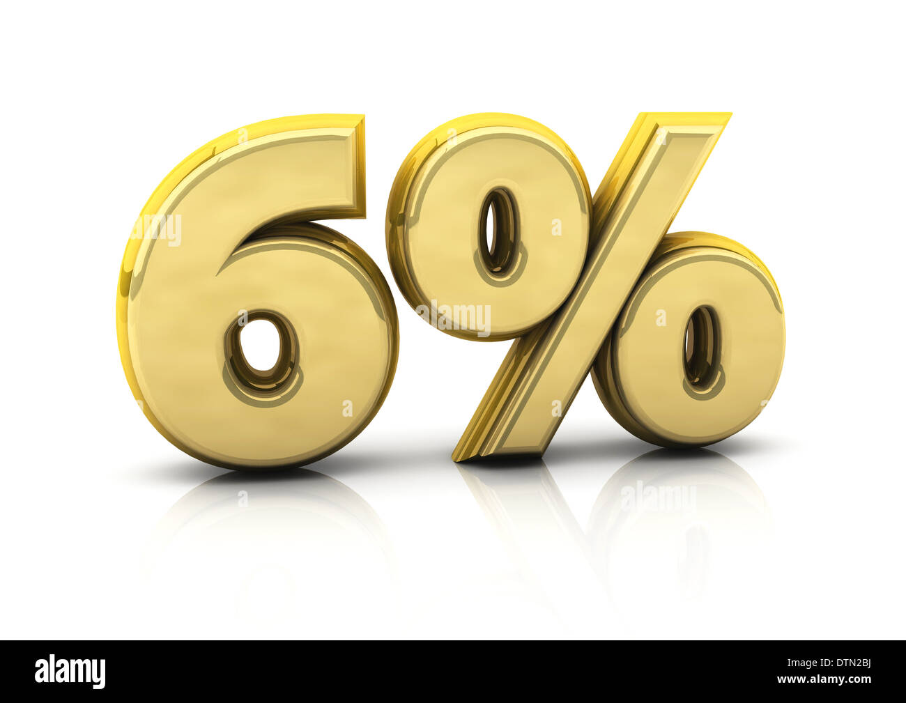 3d six percent gold on white background Stock Photo - Alamy