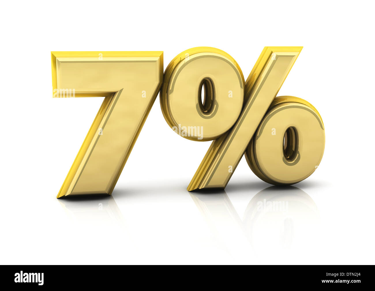 3d seven percent gold on white background Stock Photo - Alamy