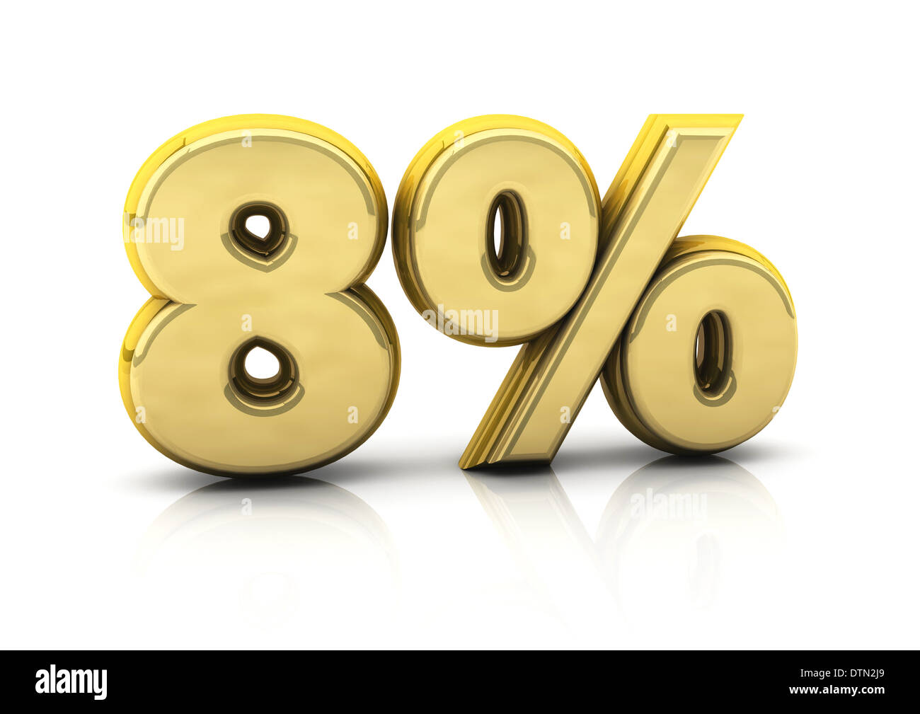 3d eight percent gold on white background Stock Photo - Alamy