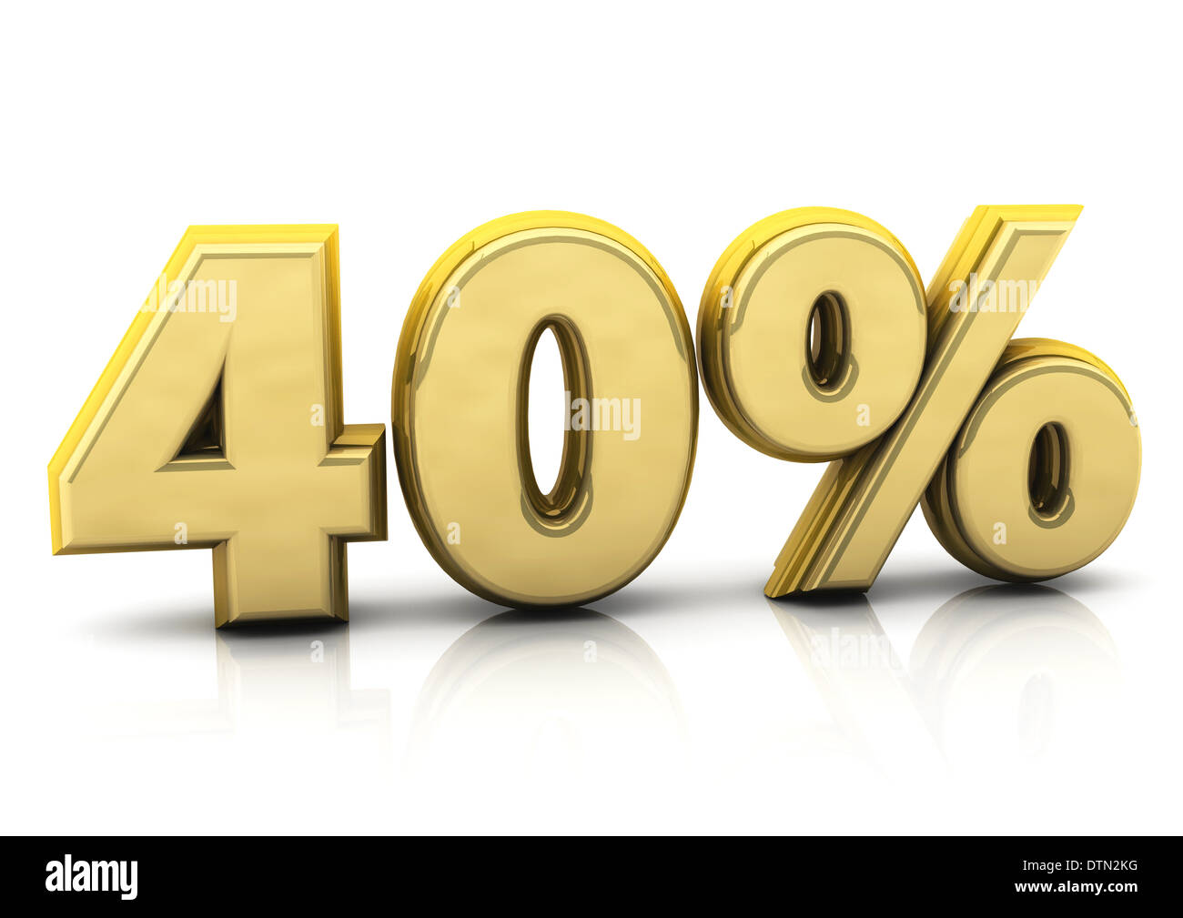 3d forty percent gold on white background Stock Photo - Alamy