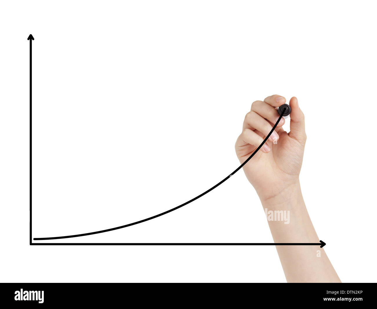 female teen hand draw a positive curve, isolated on white Stock Photo ...