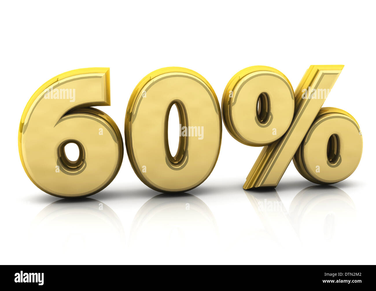 3d gold sixty percent on white background Stock Photo - Alamy