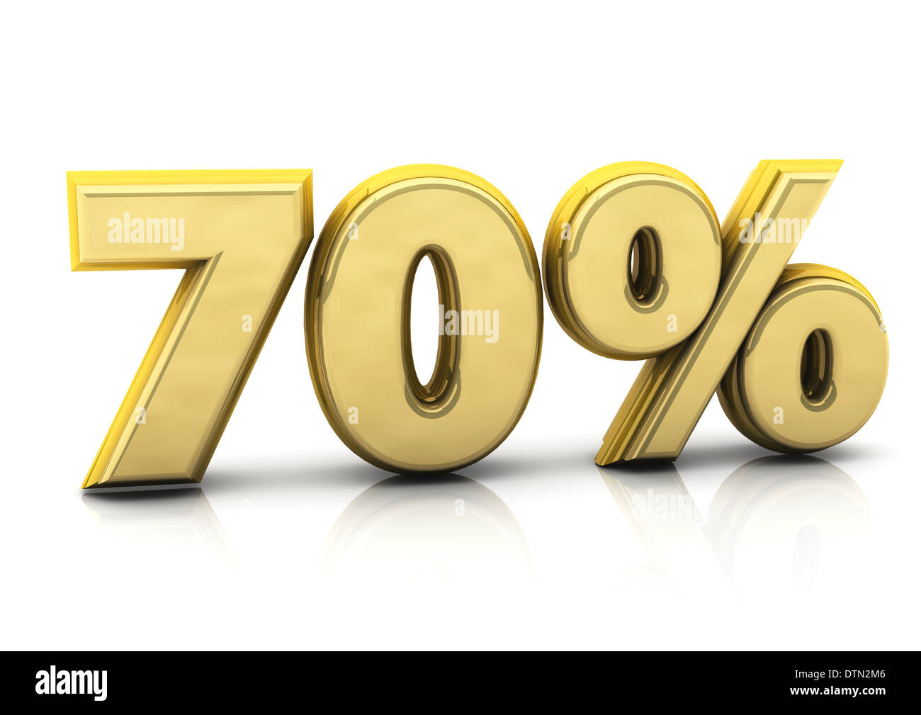 3d seventy percent gold on white background Stock Photo - Alamy
