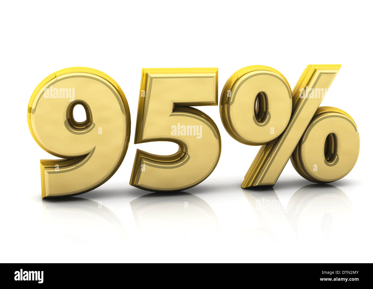 3d gold ninety five percent on white background Stock Photo - Alamy