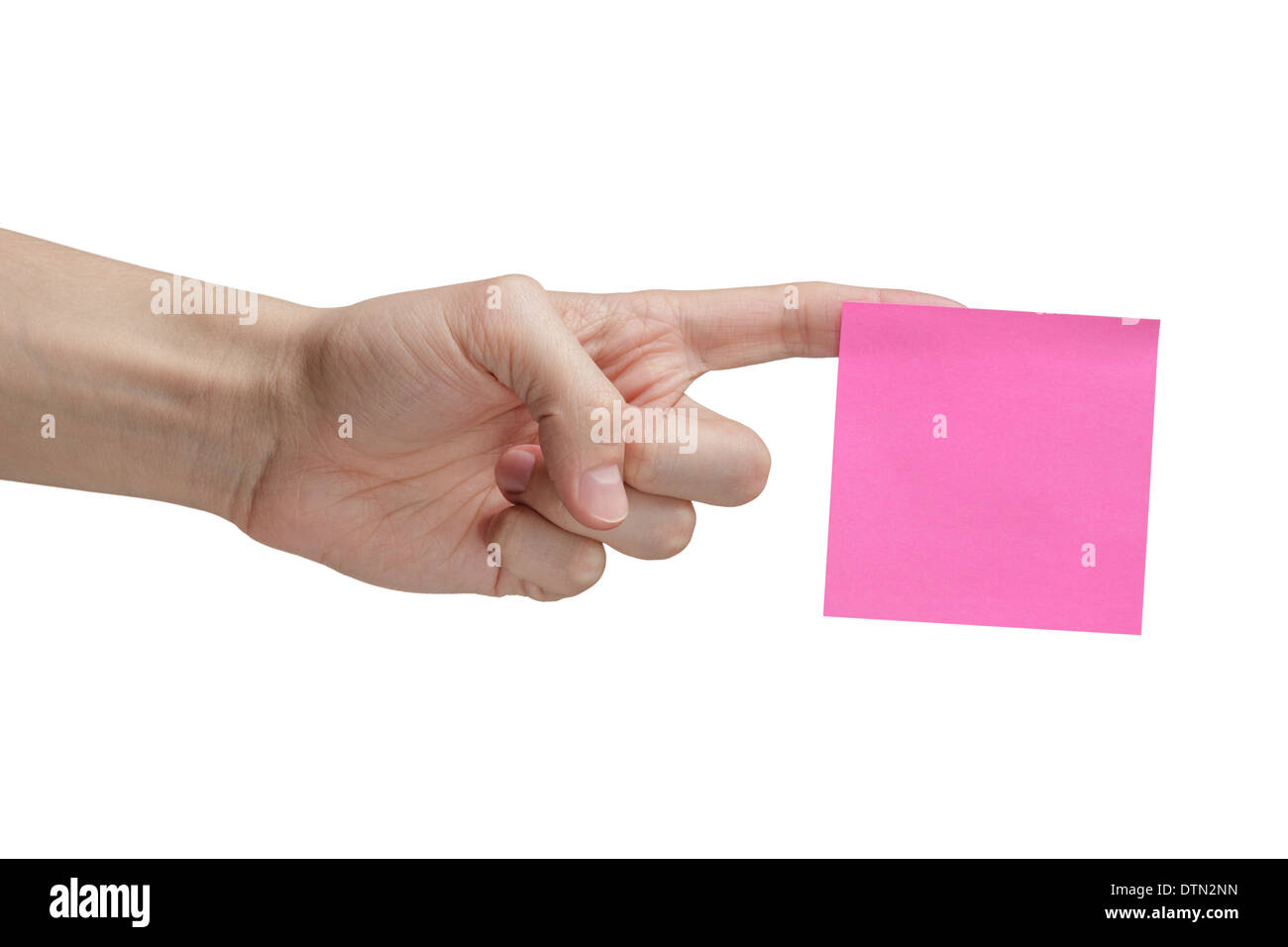 adult man hand holding sticky note, isolated on white Stock Photo - Alamy