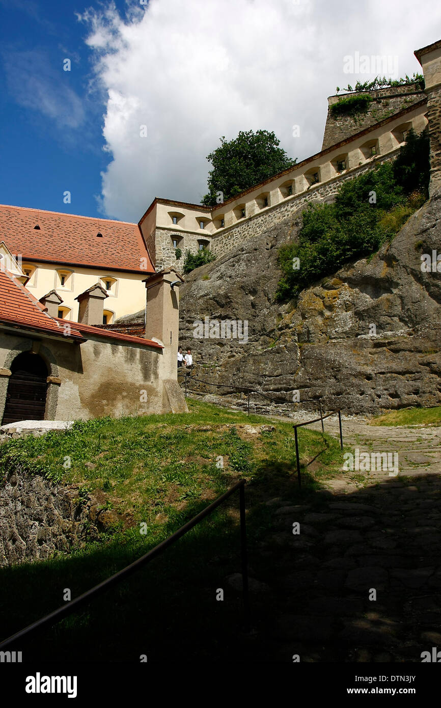 The Rieger castle stands on a 482 m high, steep volcanic rock from ...