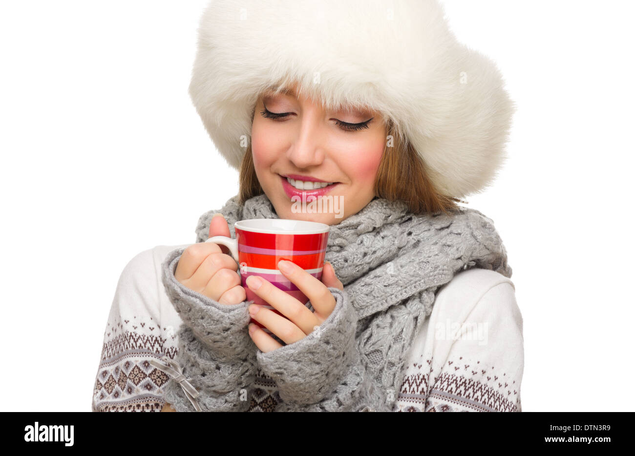 Young girl with mug isolated Stock Photo - Alamy