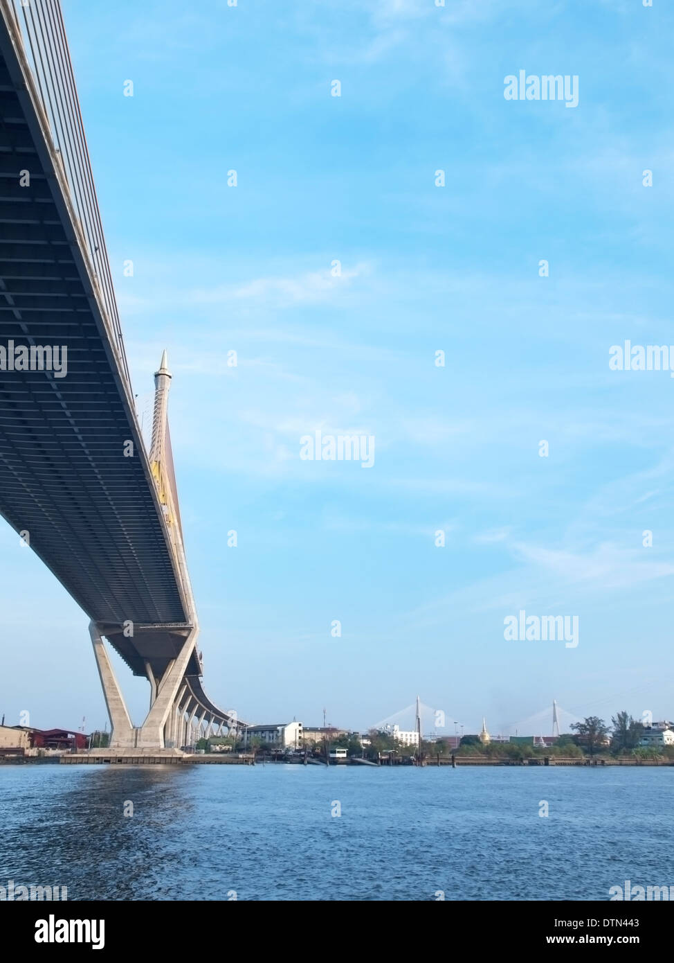 Bhumibol Bridge with Chao Phraya river and Kanchanaphisek bridge, Samut ...