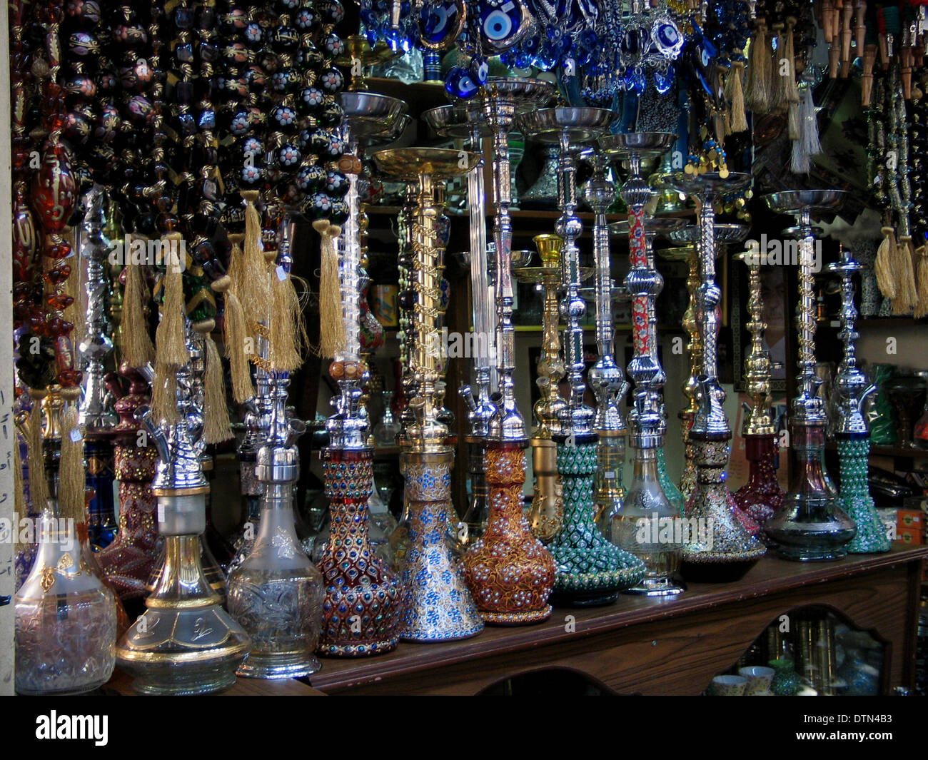 Shisha waterpipes for sale in market stall in Al Hamidya souq in Old ...