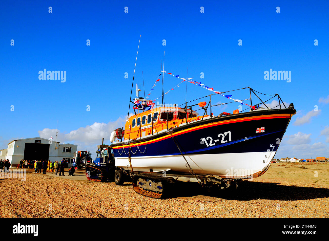 Dungeness, Kent, UK. 21st Feb 2014. Mersey class lifeboat pictured is ...