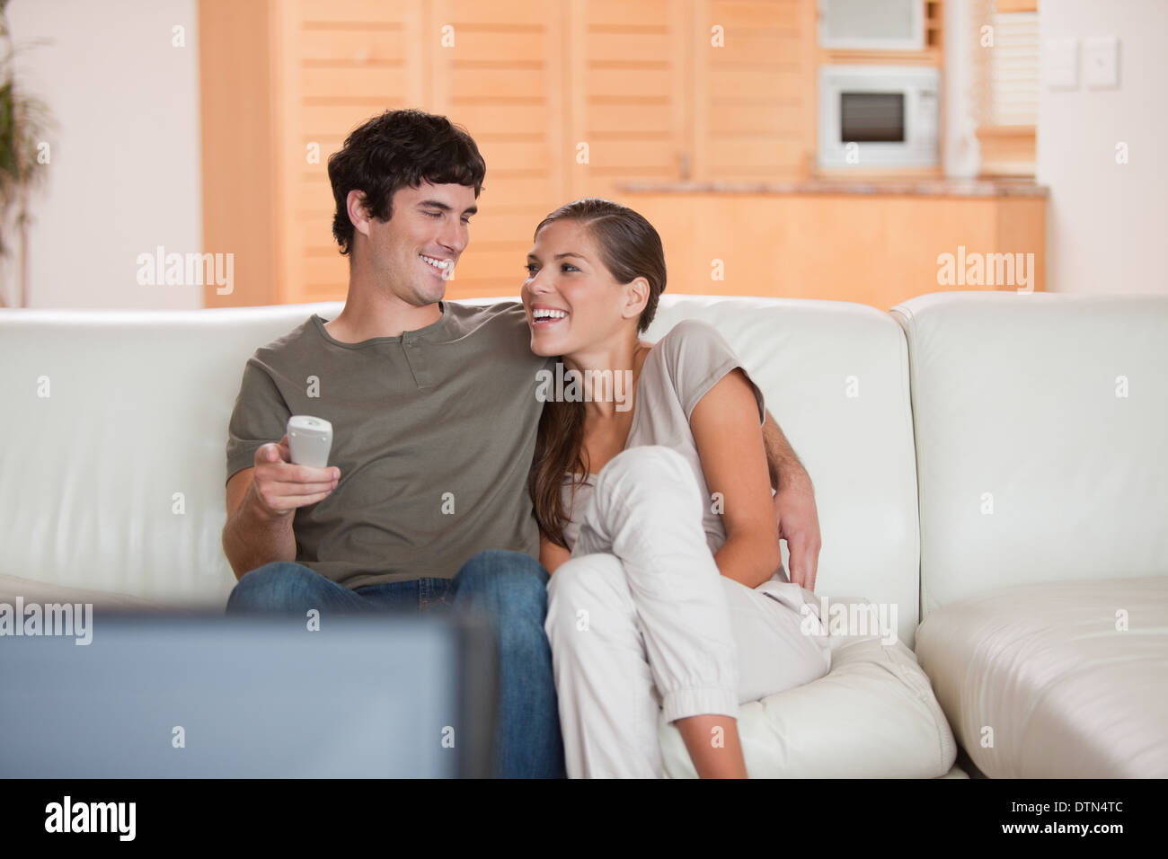 Two young women watching funny hi-res stock photography and images - Alamy