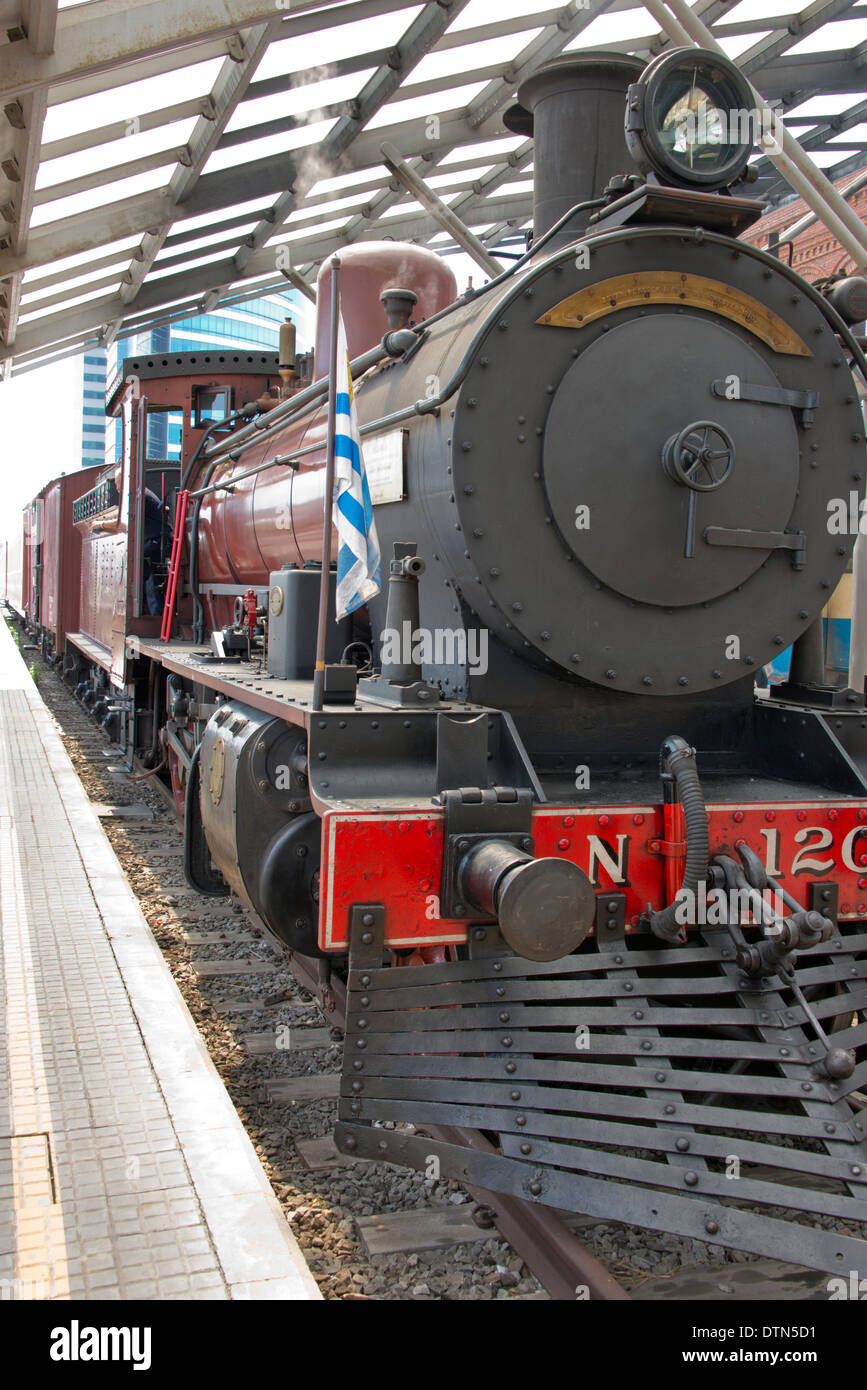 Uruguay, Montevideo, Colon. Vintage steam train, circa 1910, fully ...