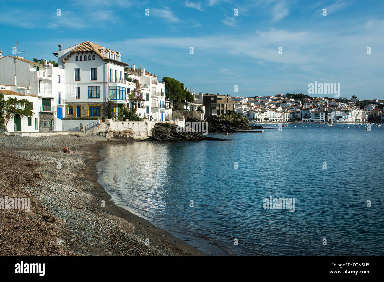 one of the beaches in the white washed seaside artist's town of ...