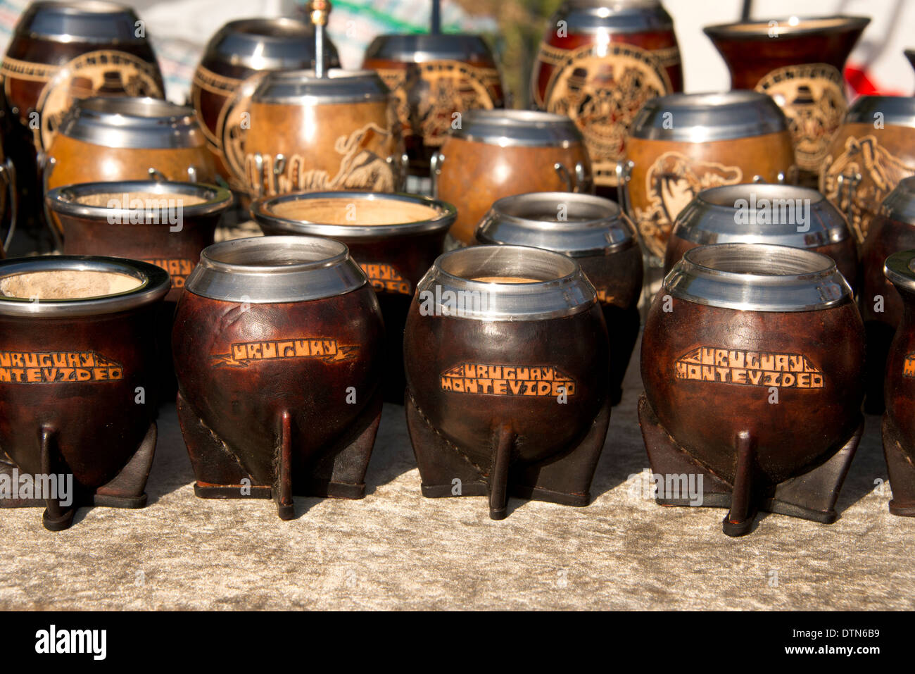 Uruguay, Montevideo. Traditional souvenir leather 'mata' cup, local ...