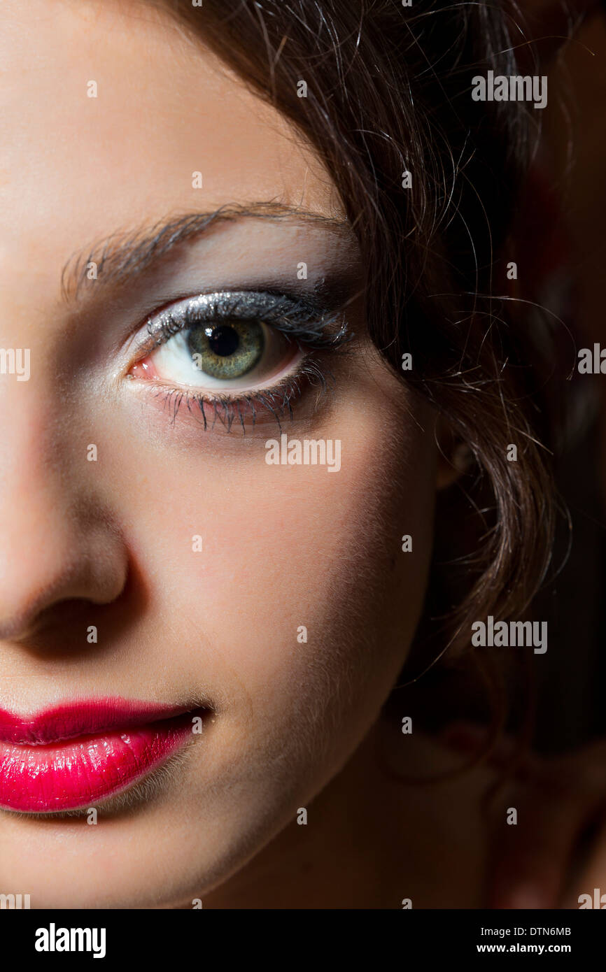 Woman half face hi-res stock photography and images - Alamy