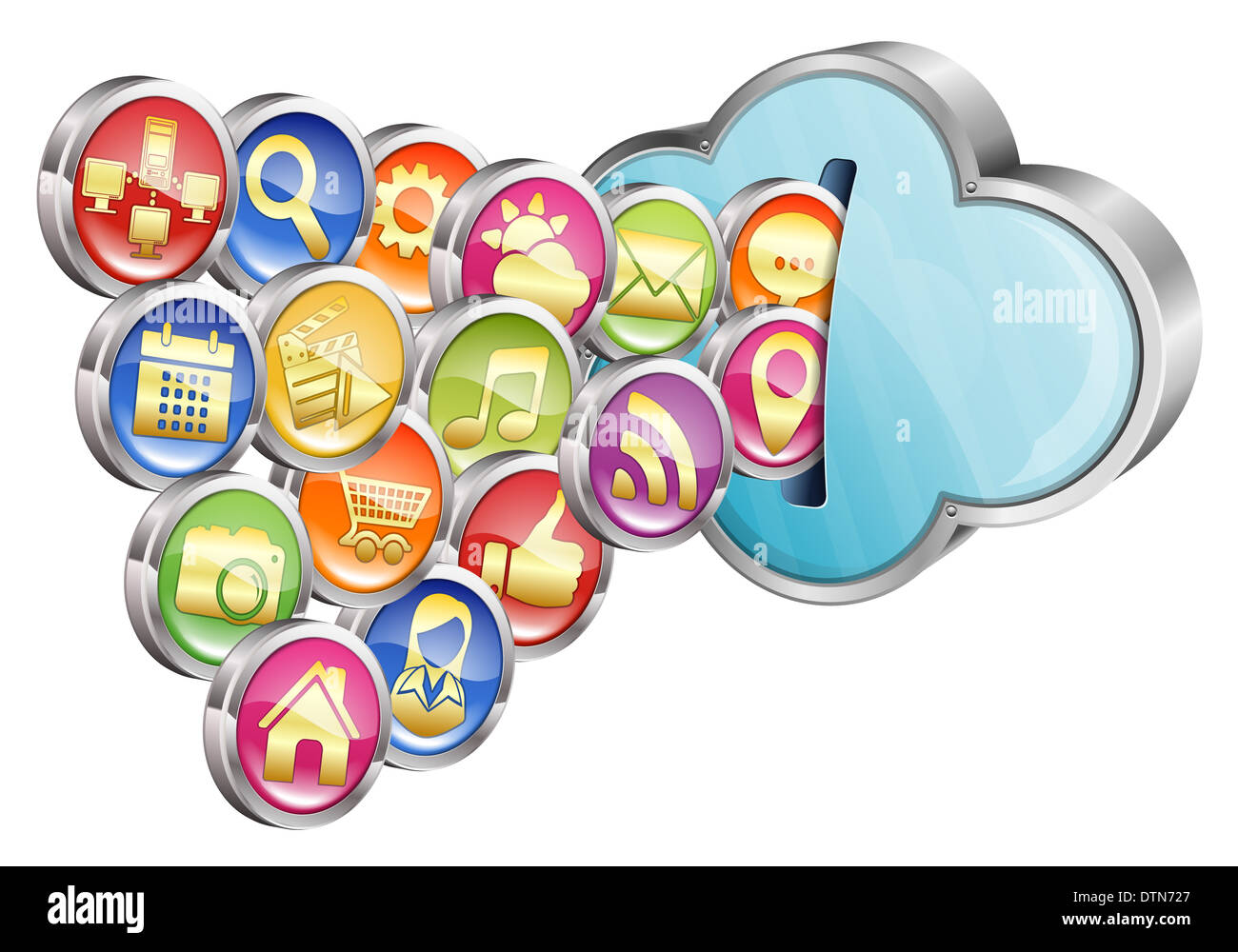 Cloud Computing Concept - Clouds with application icons, isolated on ...