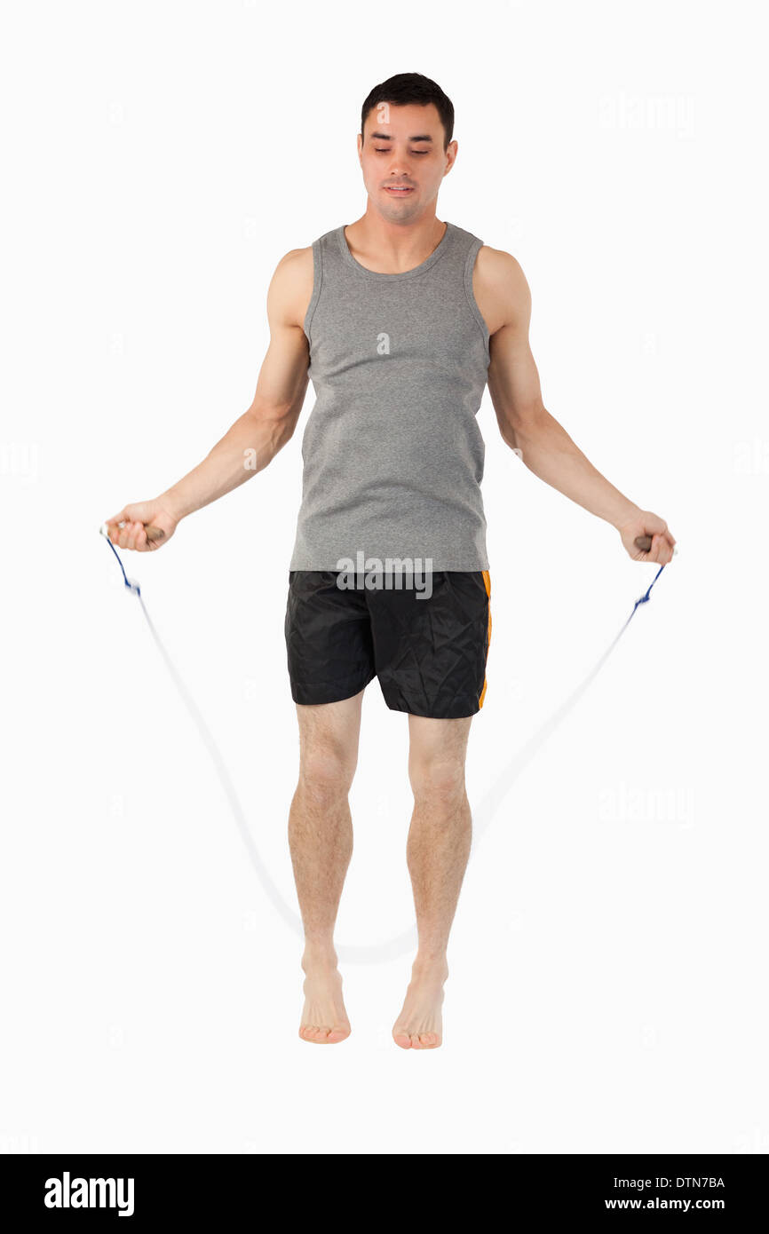 Young sportsman jumping skipping rope hi-res stock photography and ...