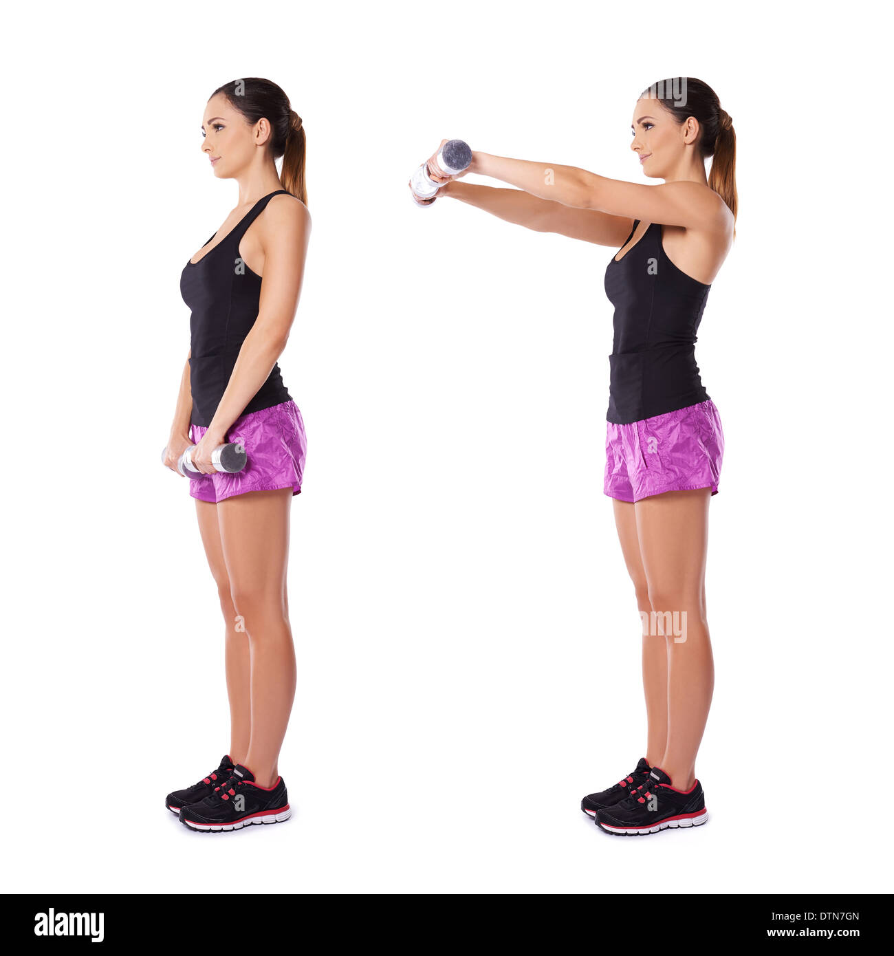 Woman dumbbells standing arms hi-res stock photography and images - Alamy