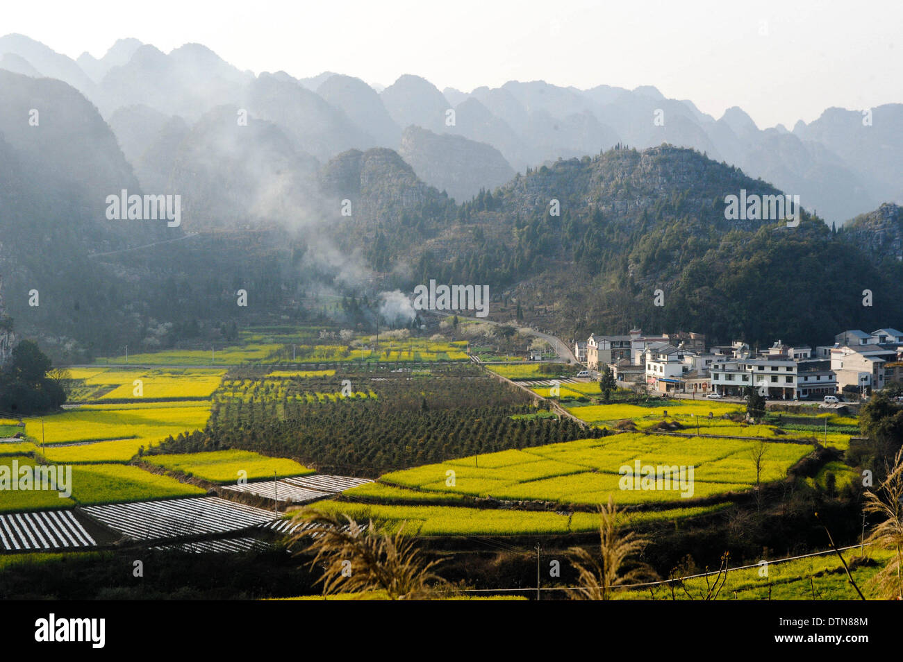Xingyi. 21st Feb, 2014. Photo taken on Feb. 21, 2014 shows a bird's-eye ...