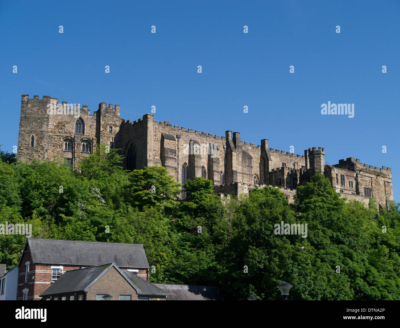 Durham castle against a blue sky, The castle is home to University ...