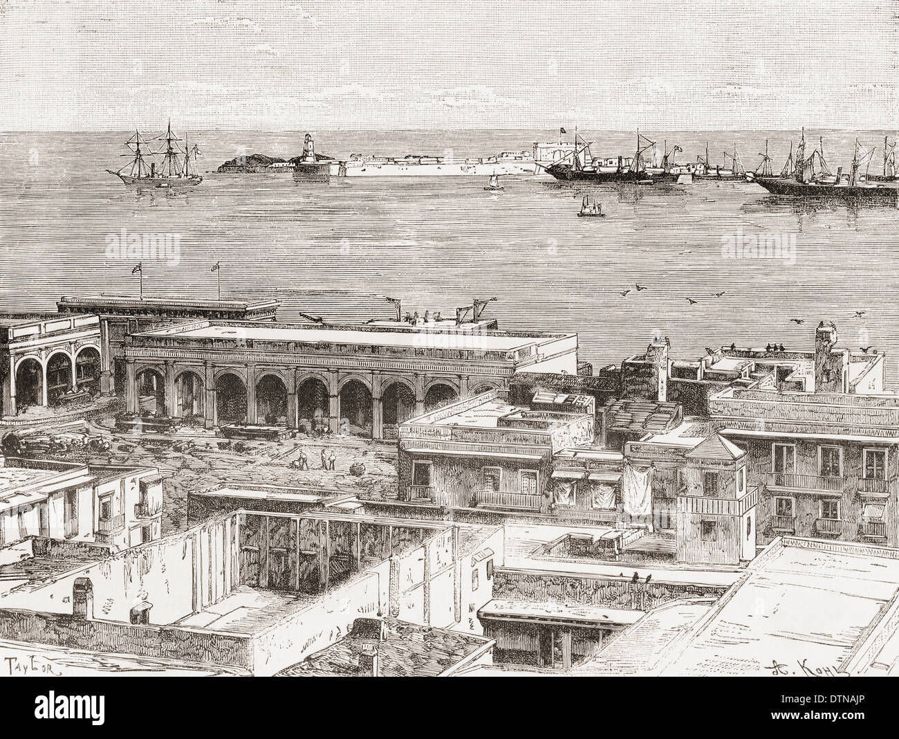 View of Veracruz and the San Juan de Ulúa fort, Mexico in the 19th ...