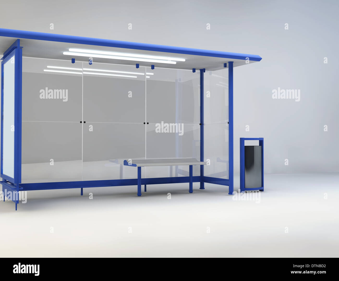 3d illustration of blue bus stop Stock Photo - Alamy