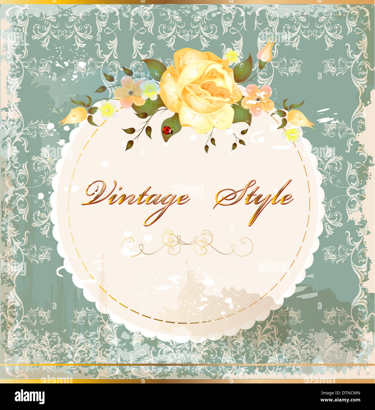 Vintage invitation card roses pattern hi-res stock photography and ...