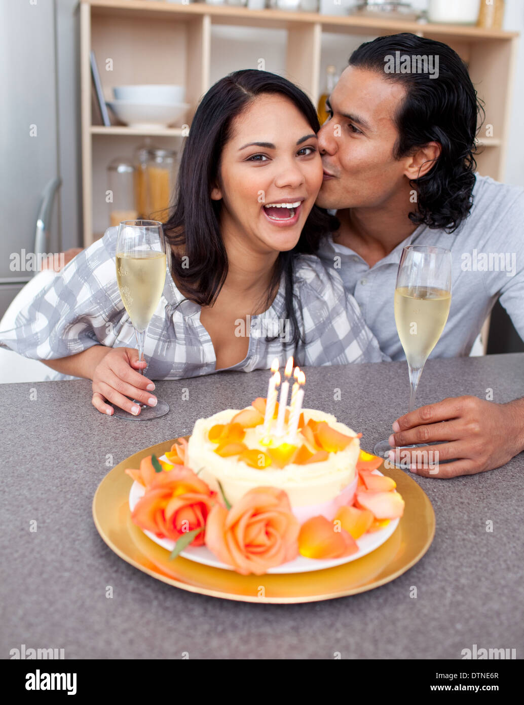 Romantic couple celebrating Stock Photo - Alamy