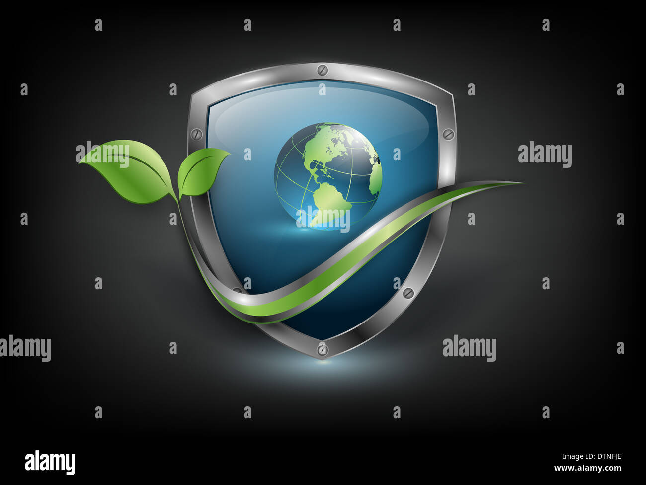 environmental concept with globe and shield Stock Photo - Alamy