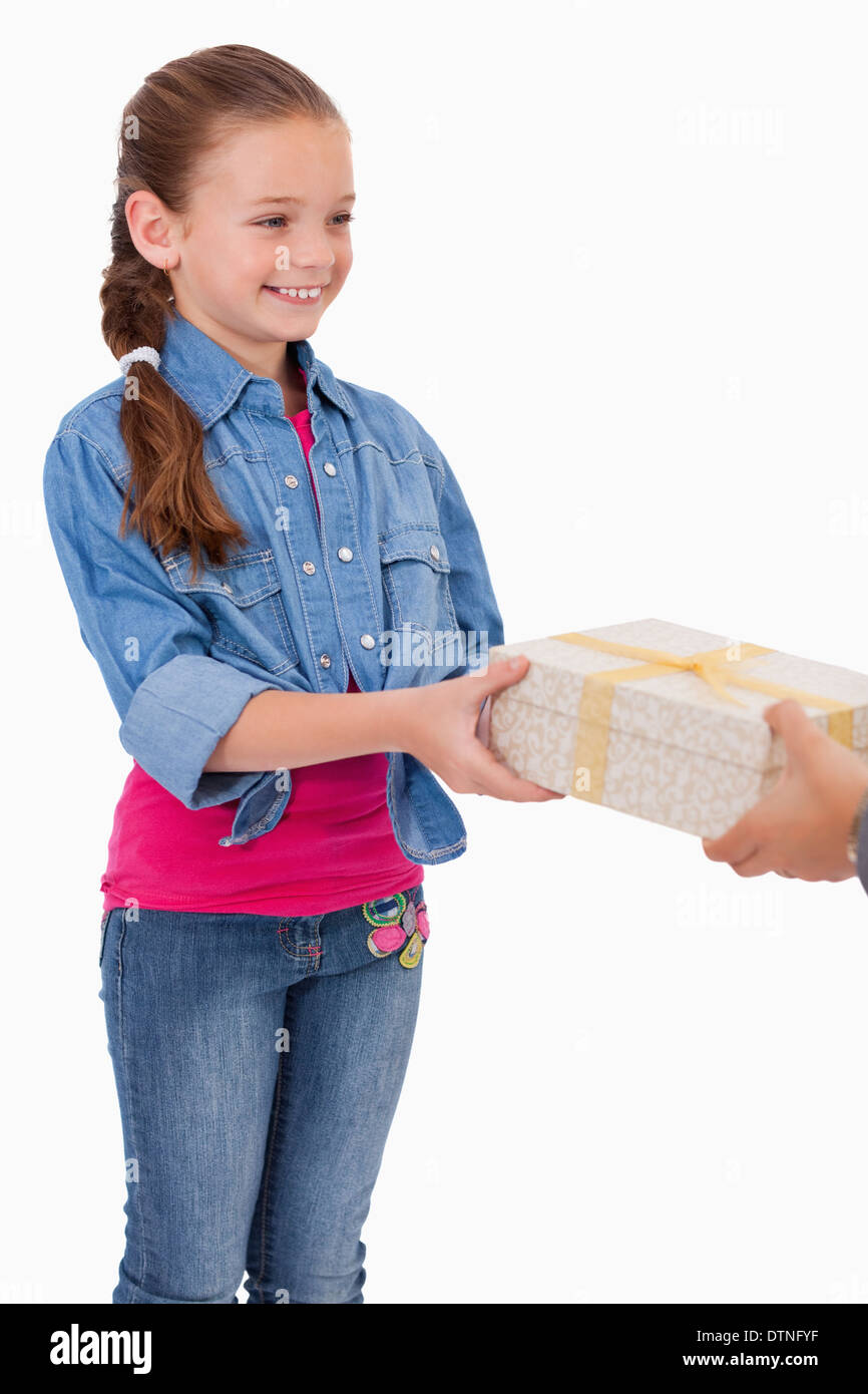 Child very happy receiving gift Cut Out Stock Images & Pictures - Alamy