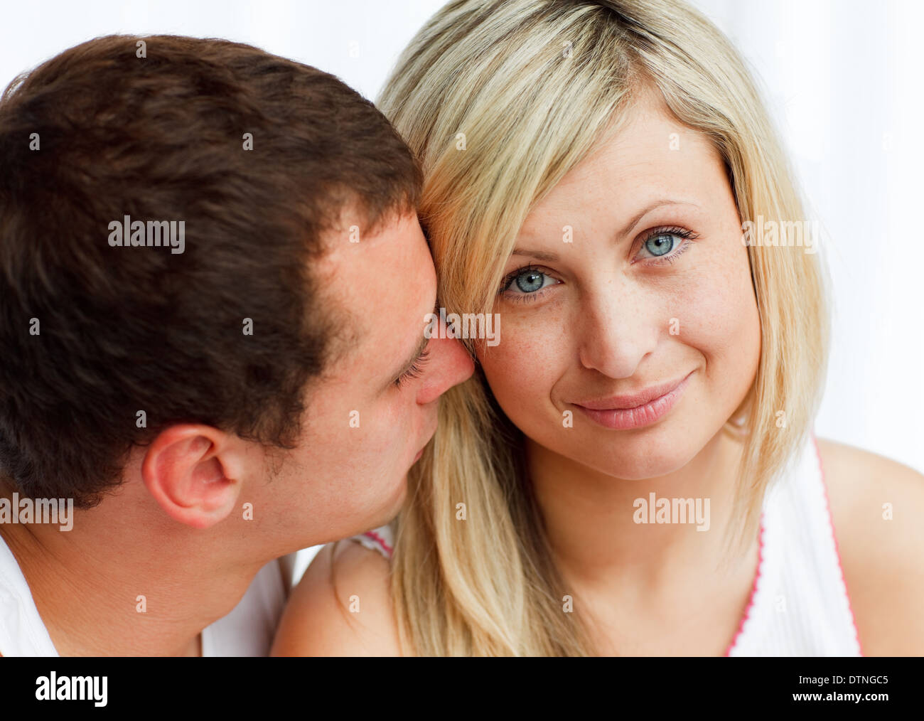 Man telling a woman something Stock Photo - Alamy