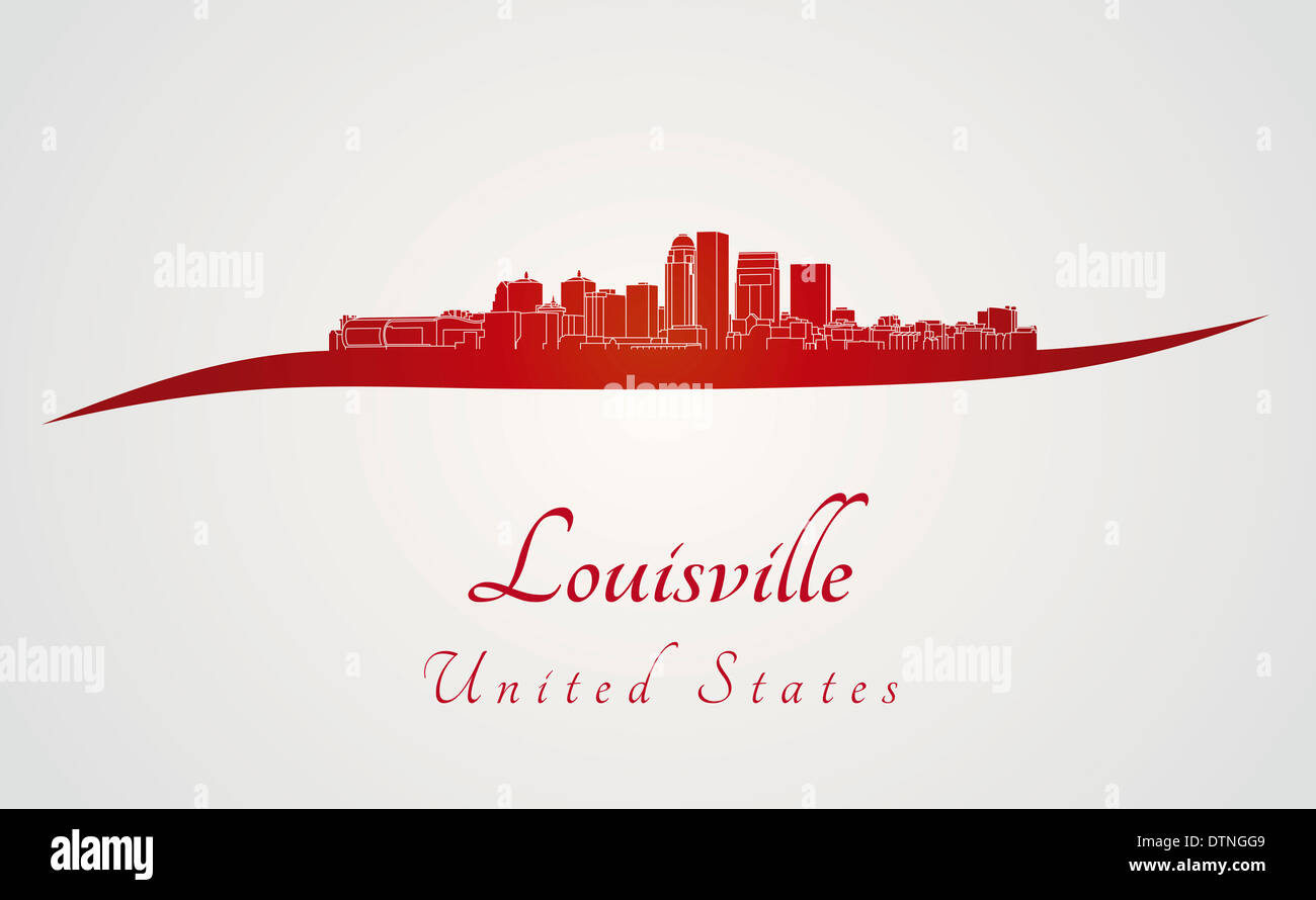 Louisville skyline in red and gray background Stock Photo - Alamy