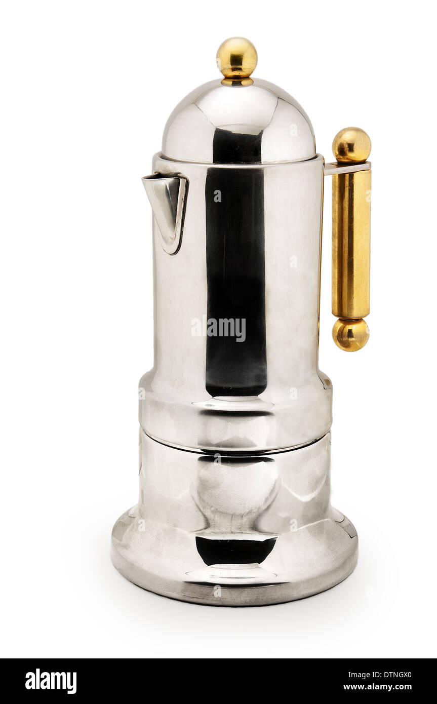 italian coffee pot isolated on white background Stock Photo - Alamy