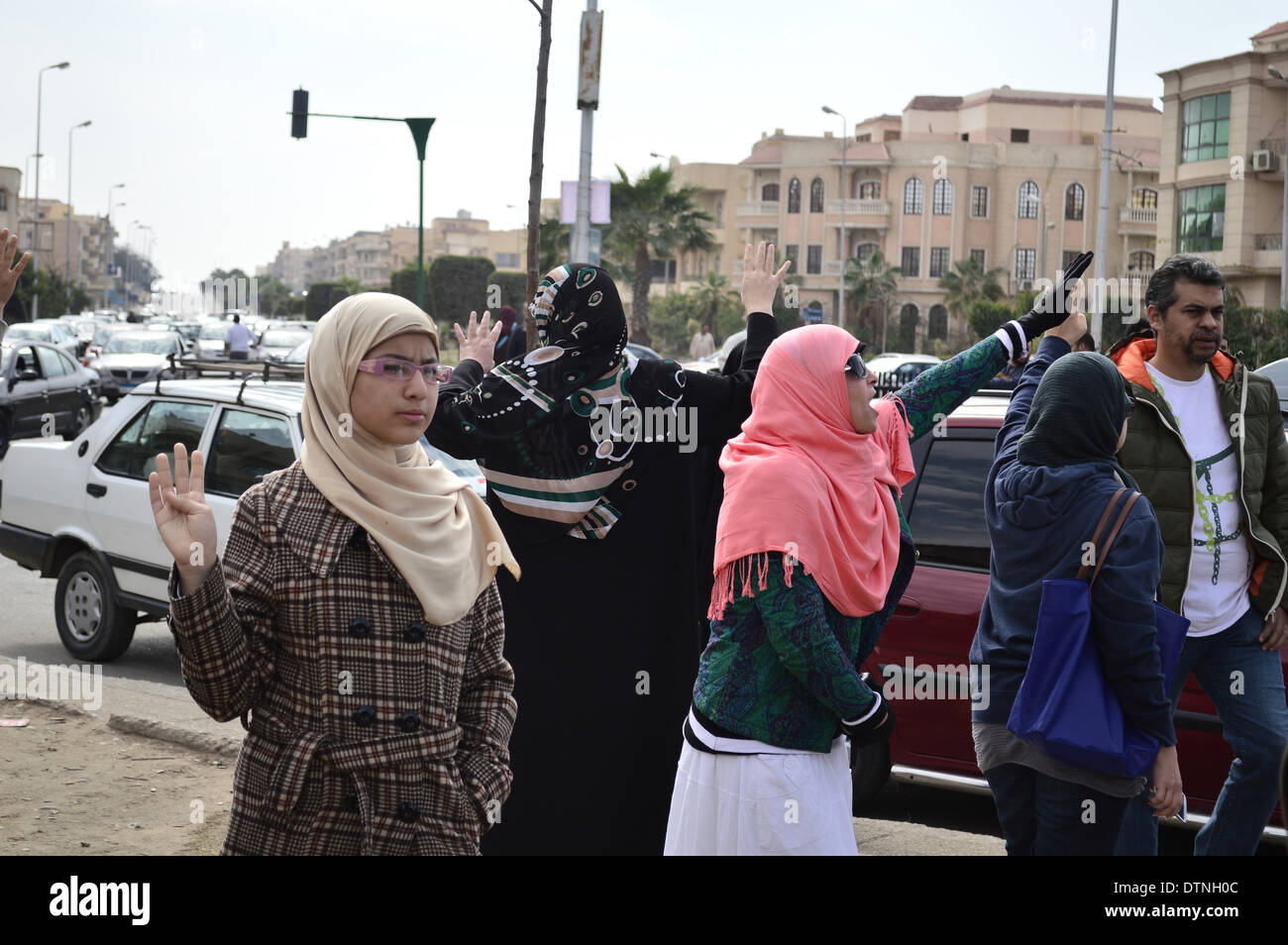 Cairo, Egypt. 21st Feb, 2014. Anti-coup protesters staged a ...