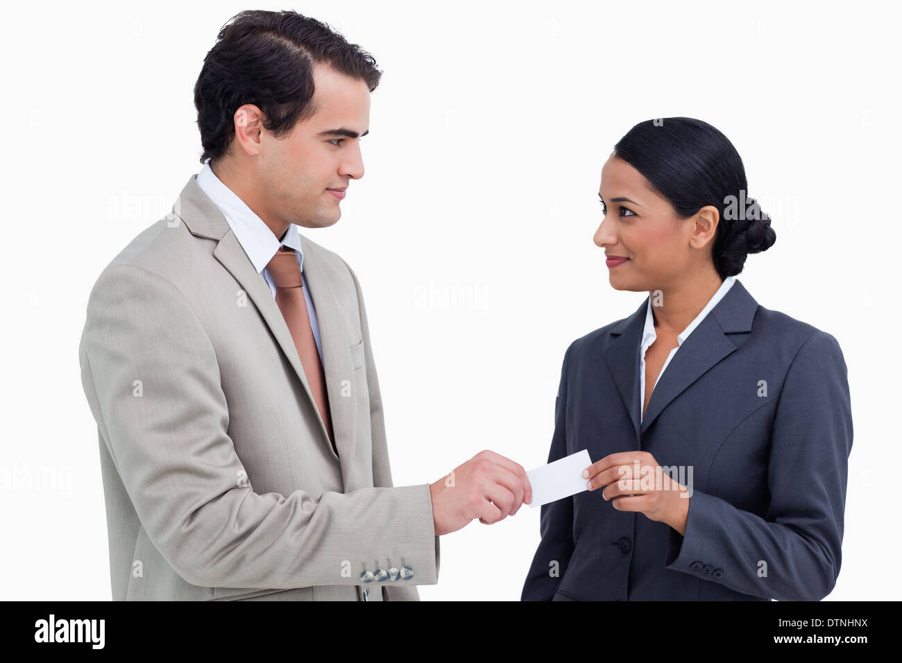 Business partners exchanging business cards Stock Photo - Alamy