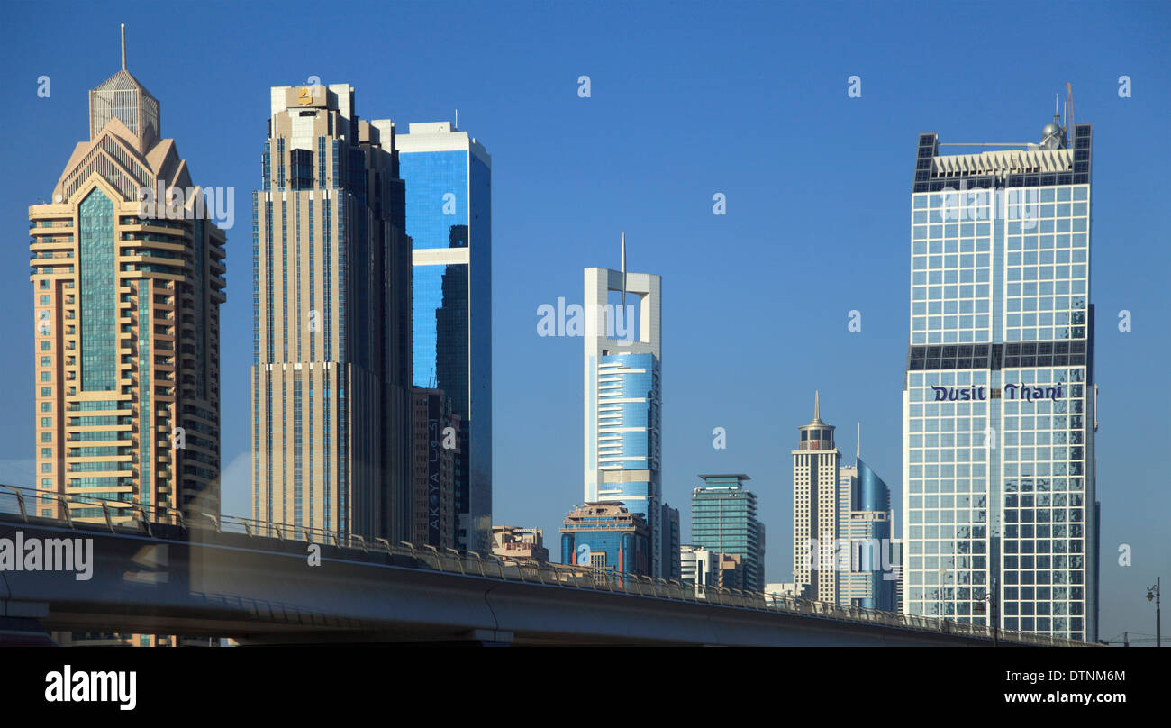United Arab Emirates, Dubai, Sheikh Zayed Road, skyline, skyscrapers ...