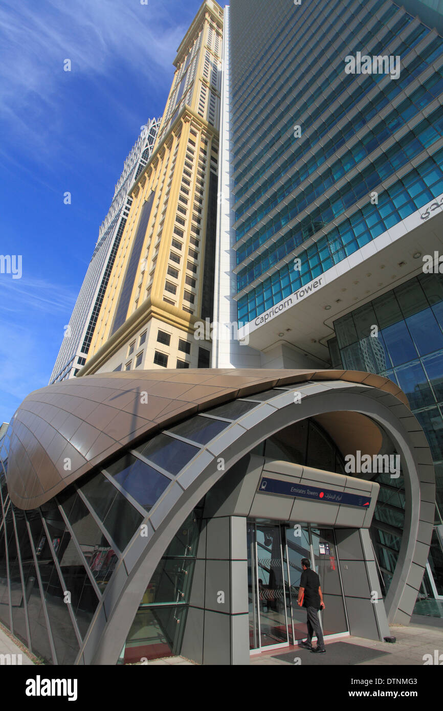 United Arab Emirates, Dubai, Emirates Towers metro station Stock Photo ...