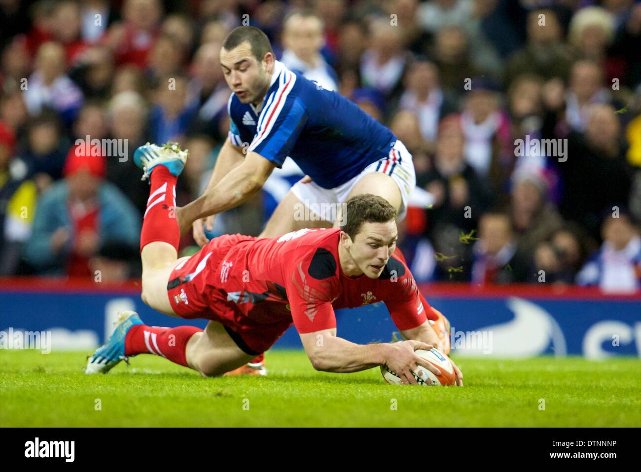 Cardiff, Wales. 21st Feb, 2014. Wales wing George North (Northampton ...
