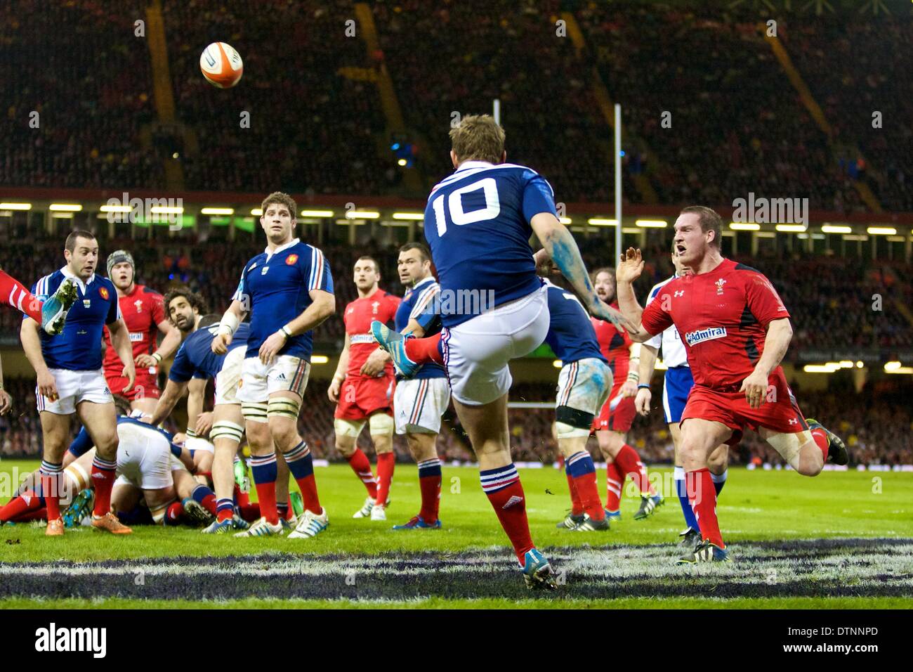 Cardiff, Wales. 21st Feb, 2014. France fly-half Jules Plisson (Stade ...