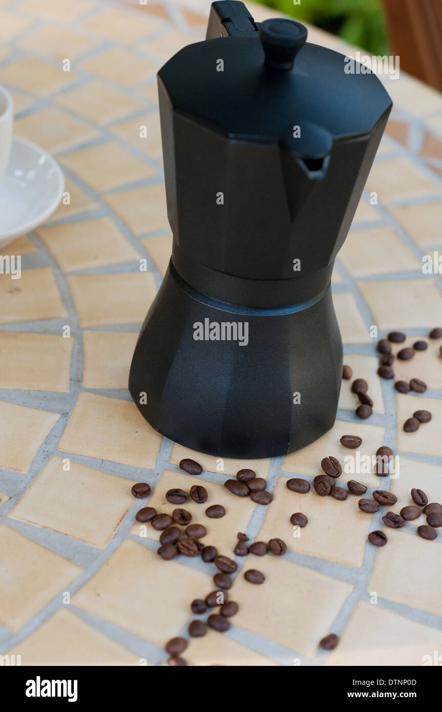 Coffee maker on the table Stock Photo - Alamy