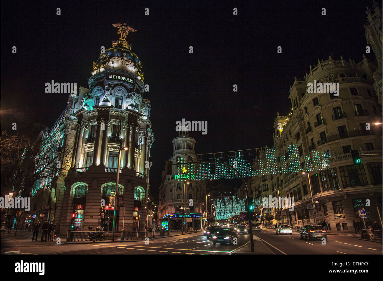 Gran Via at Night Stock Photo - Alamy