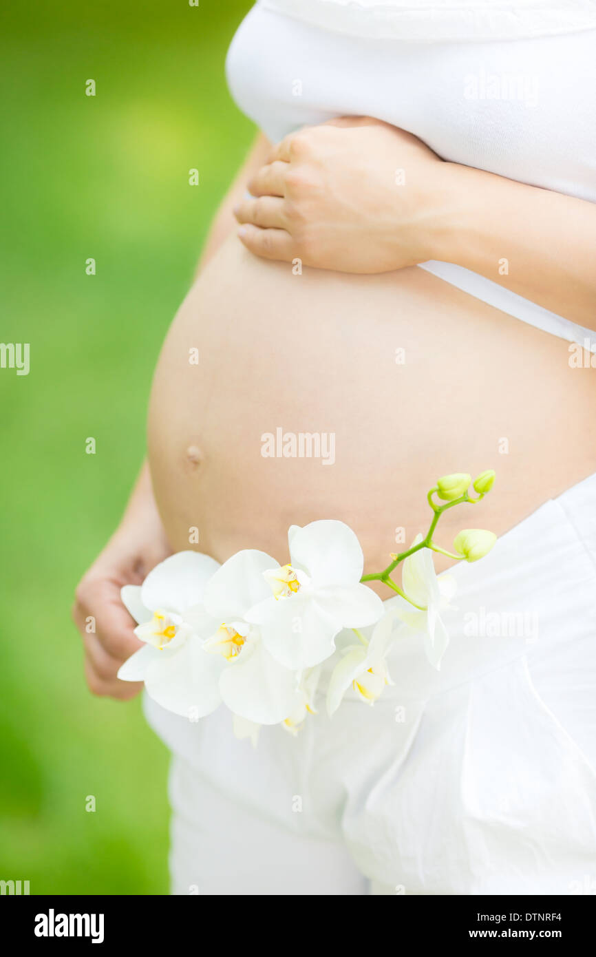 Pregnant woman in spring Stock Photo - Alamy